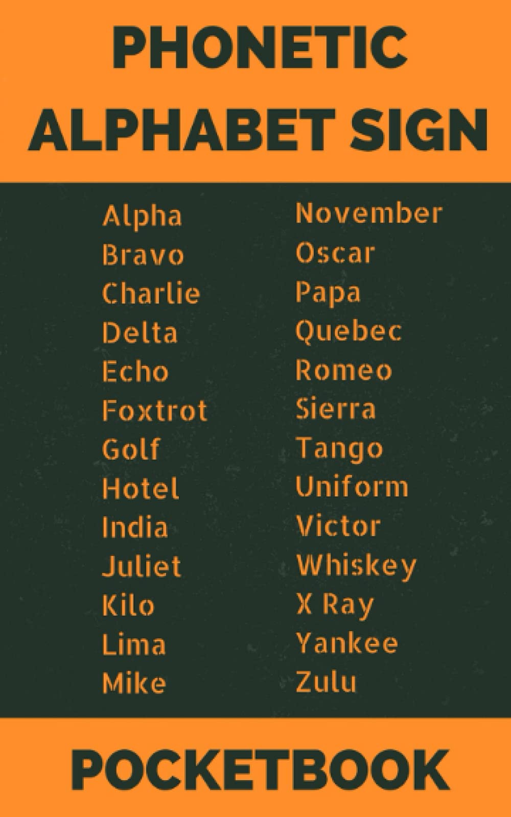 Phonetic Alphabet Sign Pocketbook: Tactical Military Notebook by Archie ...