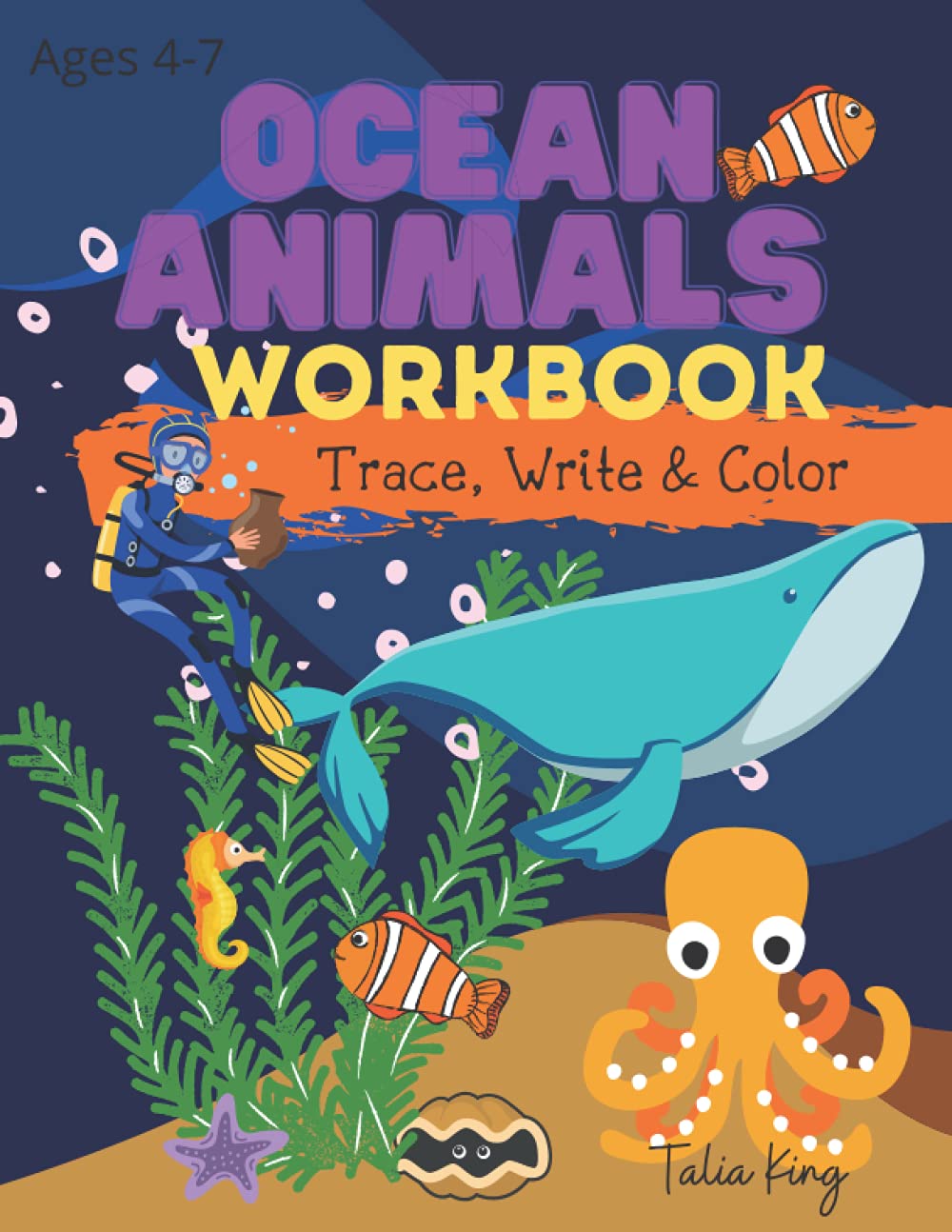 Ocean Animals Workbook: Trace, Write and Color to learn Ocean Animals ...