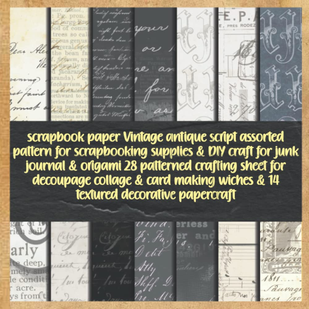 scrapbook paper Vintage antique script assorted pattern for ...