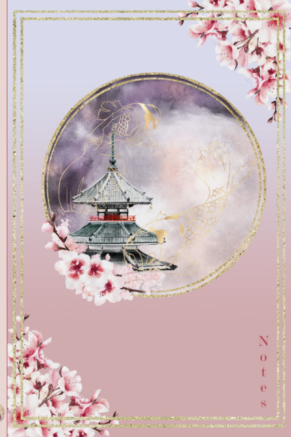 Notes: Pink Cherry Blossom Themed 6x9 Notebook 120 Blank Lined Pages ...