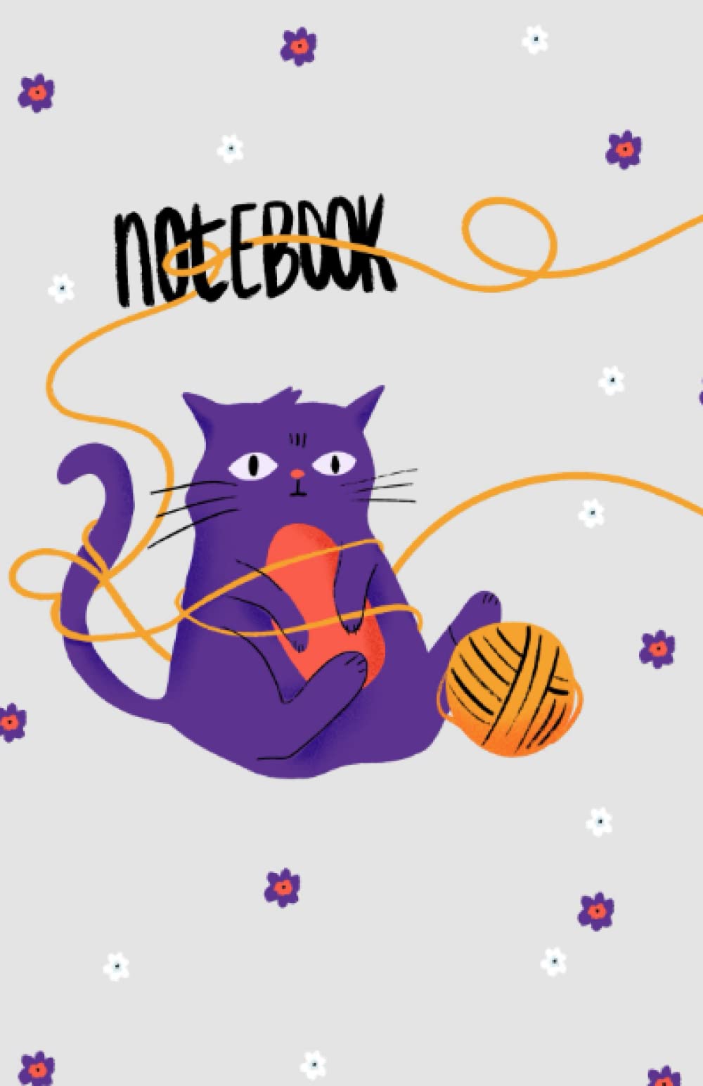 Notebook of Cats: Grey Cuteness with Cats Writing Pad: College Ruled ...