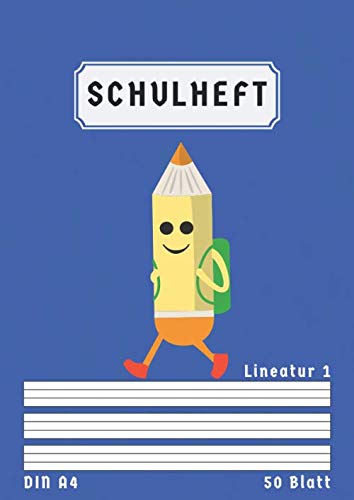 Schulheft A4 Lineatur 1: Liniert 50 Blatt | 1 Klasse Schreibheft Din A4 ...