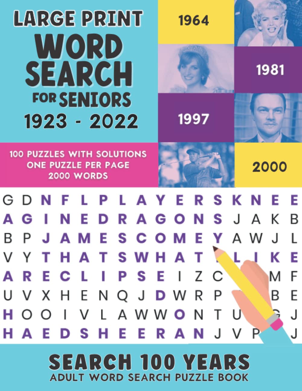 Search 100 Years Adult Word Search Puzzle Book: Large Print Word Search ...