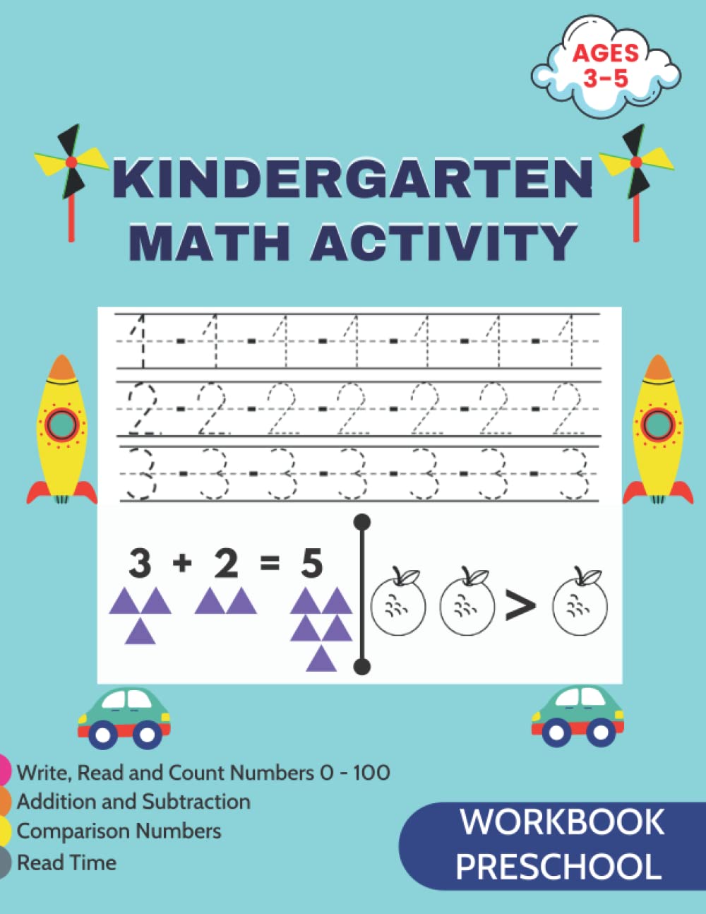 Kindergarten Math Activity for Toddlers Ages 3-5: Preschool Workbook ...