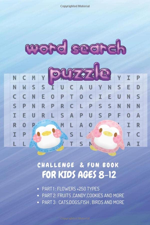 Word Search Puzzle ,Challenge and Fun Book, for Kids ages 8-12: flowers ...