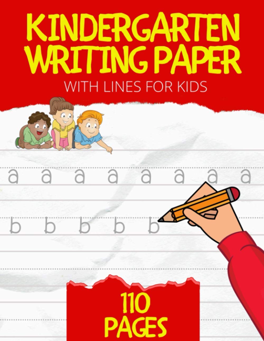 Kindergarten Writing Paper with Lines: 110 Dashed Line Practice Pages ...