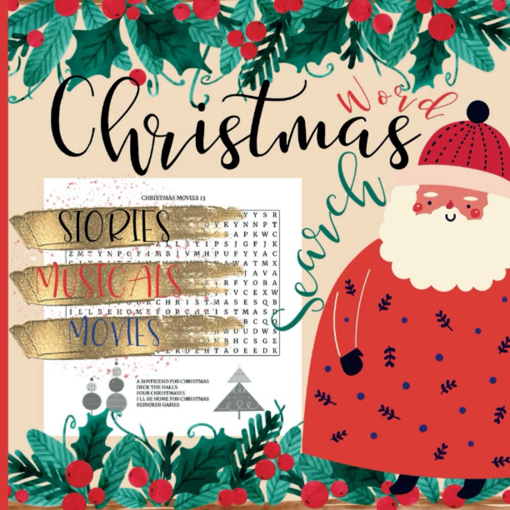 Christmas Stories Musicals Movies Word Search Puzzle Book: Relaxing ...