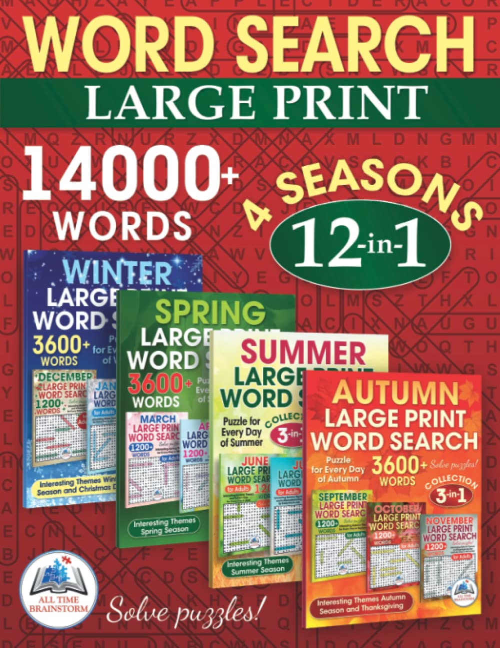 12-in-1 Large Print Word Search Seasons: 14000+ Words and 4 Seasons ...