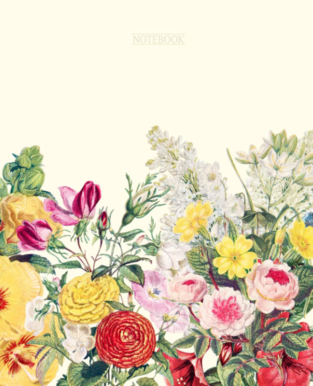 Vintage Floral Notebook: 7.5 x 9.7 inches - 120 Page Composition ...