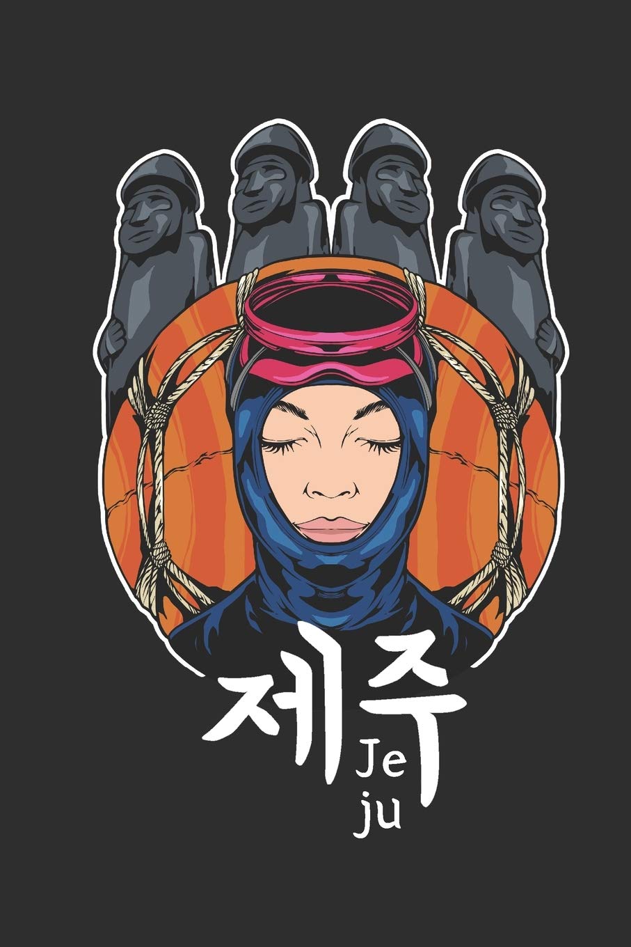 Jeju written in Korean Hangul Haenyeo Dolhareubang Illustrated Notebook ...