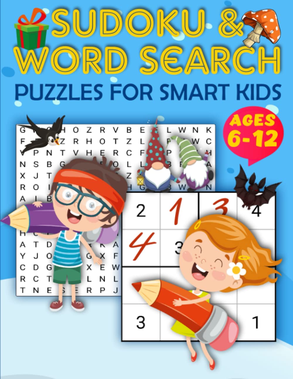 Sudoku & Word Search Puzzles for Smart Kids Ages 6-12: 1000 Easy ...