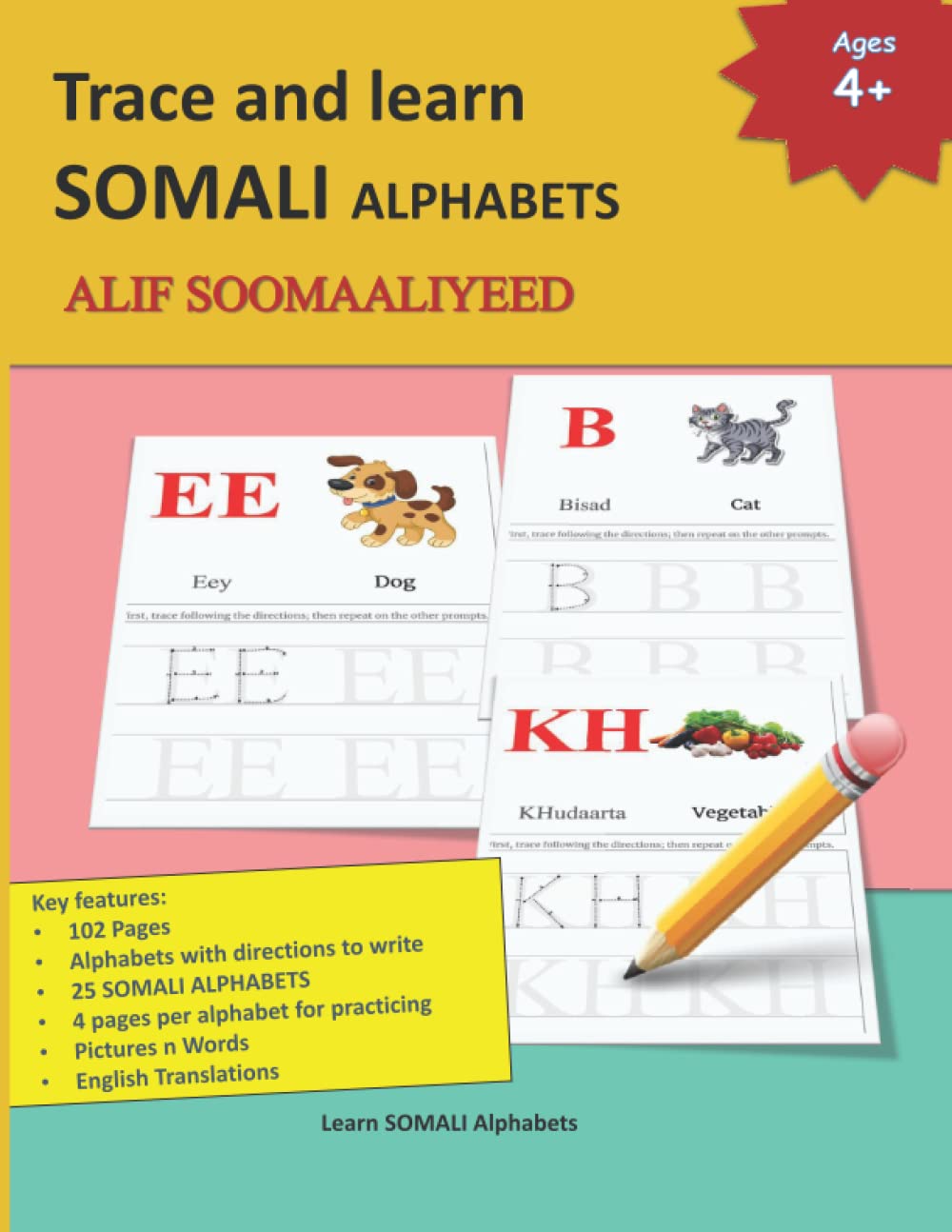 Trace and learn SOMALI ALPHABETS: Soomaali Alifbeetada Buugga | ALIF SOOMAALIYEED | 25 SOMALI ...