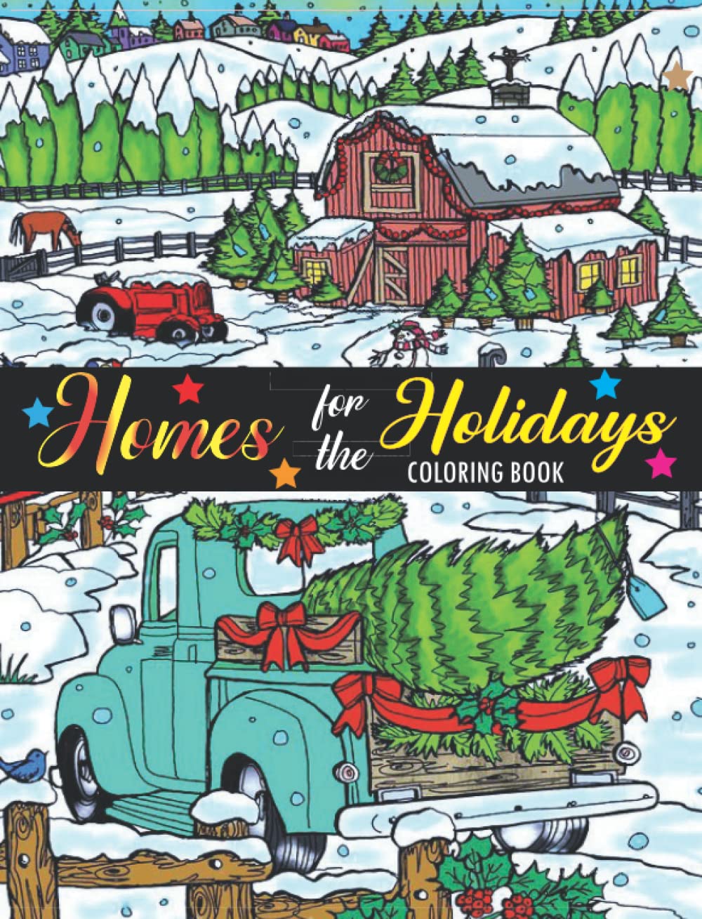 Homes for the Holidays Coloring Book: Large Print Homes for the ...