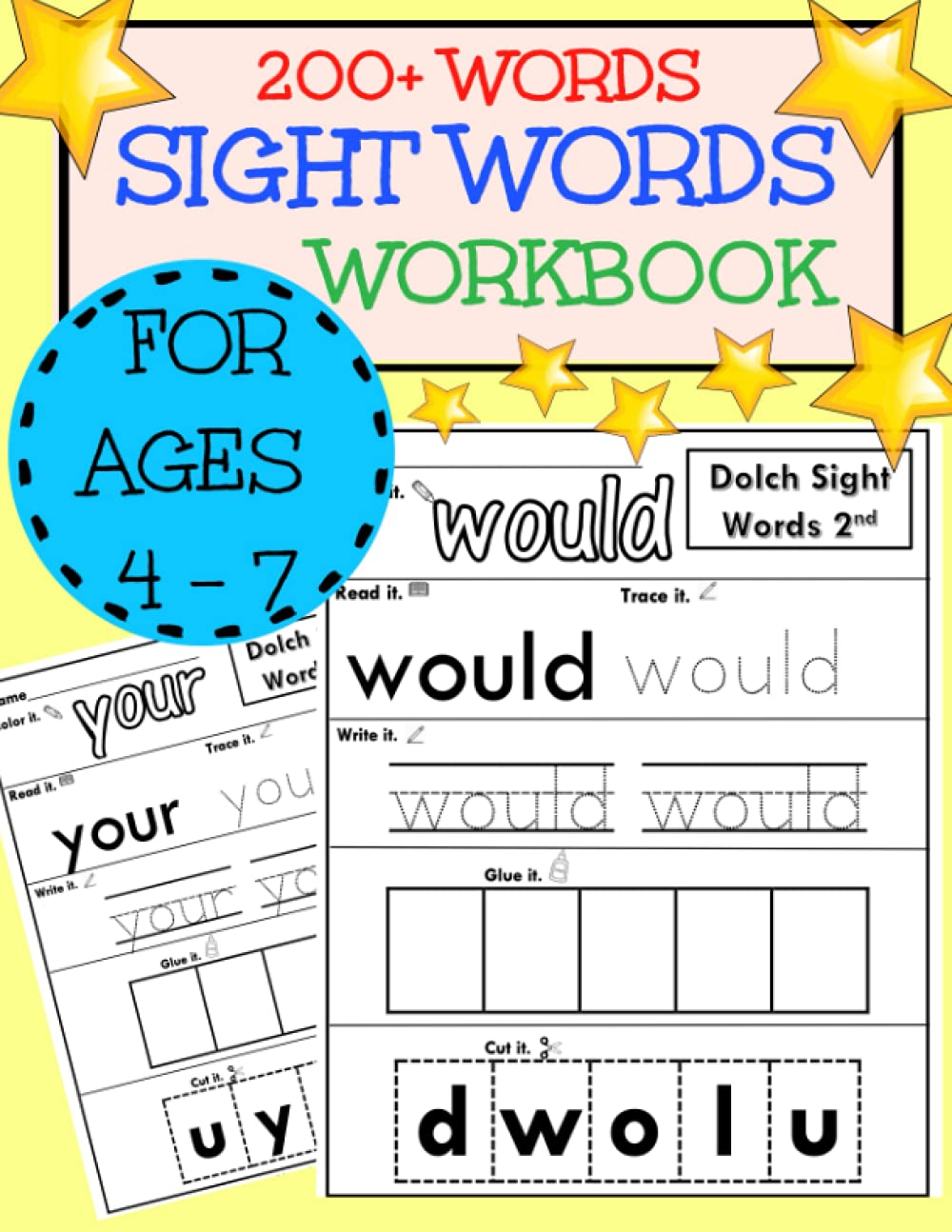 200 + Sight Words Workbook: s: Learn To Write and Spell Common High ...