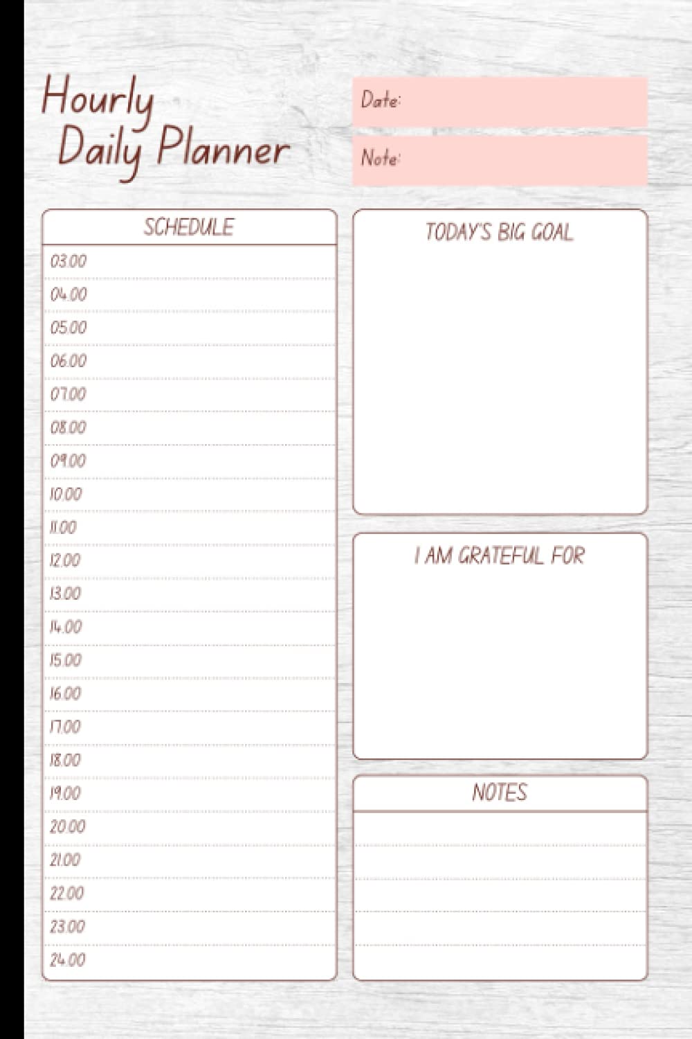 Hourly Daily Planner Sheets: Daily Timeline Schedule With Today Goals ...