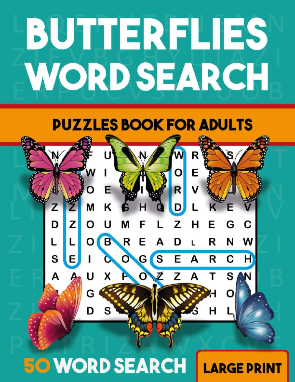 Butterflies Word Search Puzzles Book For Adults: Butterfly Word ...