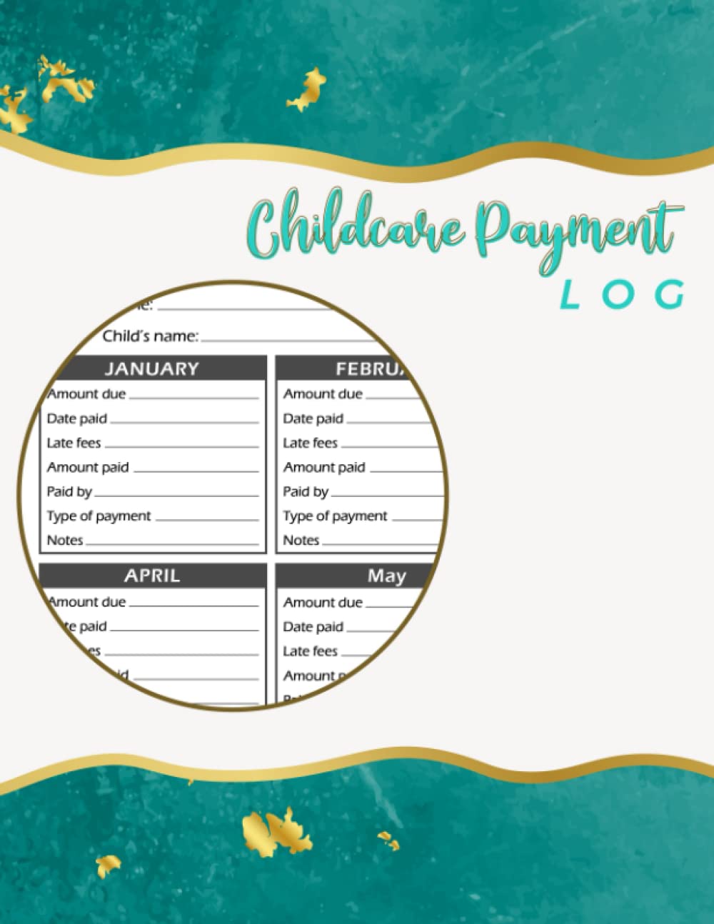 Childcare Payment Log: Monthly Daycare Payment Tracker With Index Page ...