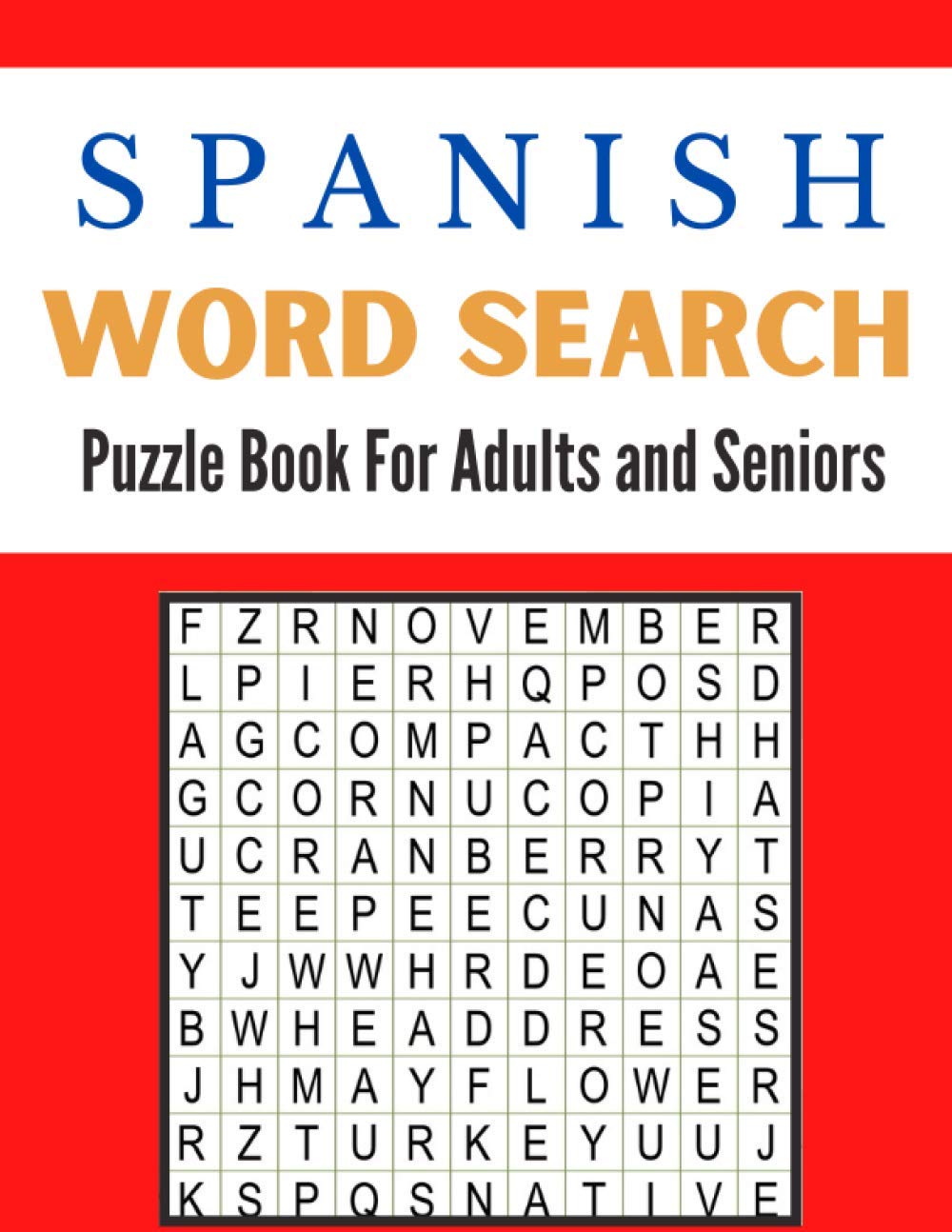 Spanish Word Search Puzzle Book For Adults and Seniors: A Word Search ...