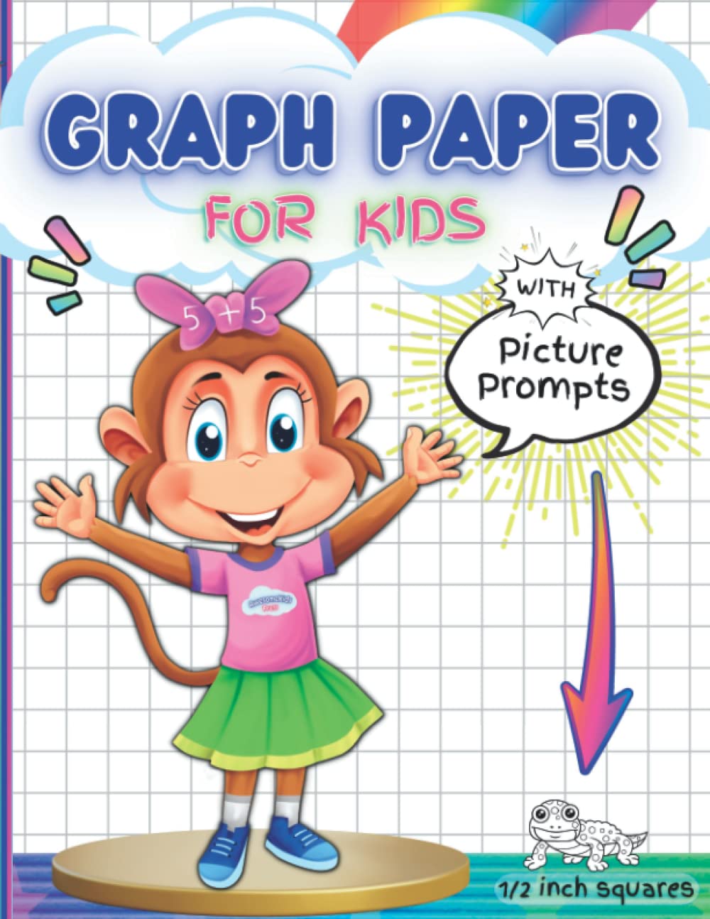 Graph Paper for Kids: 1/2 Inch Squares, Math Grid Paper with Picture ...