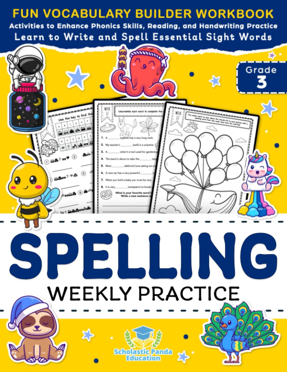 Spelling Weekly Practice for 3rd Grade: Vocabulary Builder Workbook to ...