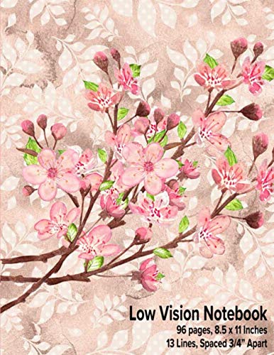 Low Vision Notebook: Bold Lined White Paper - 3/4" Line Spacing - For ...