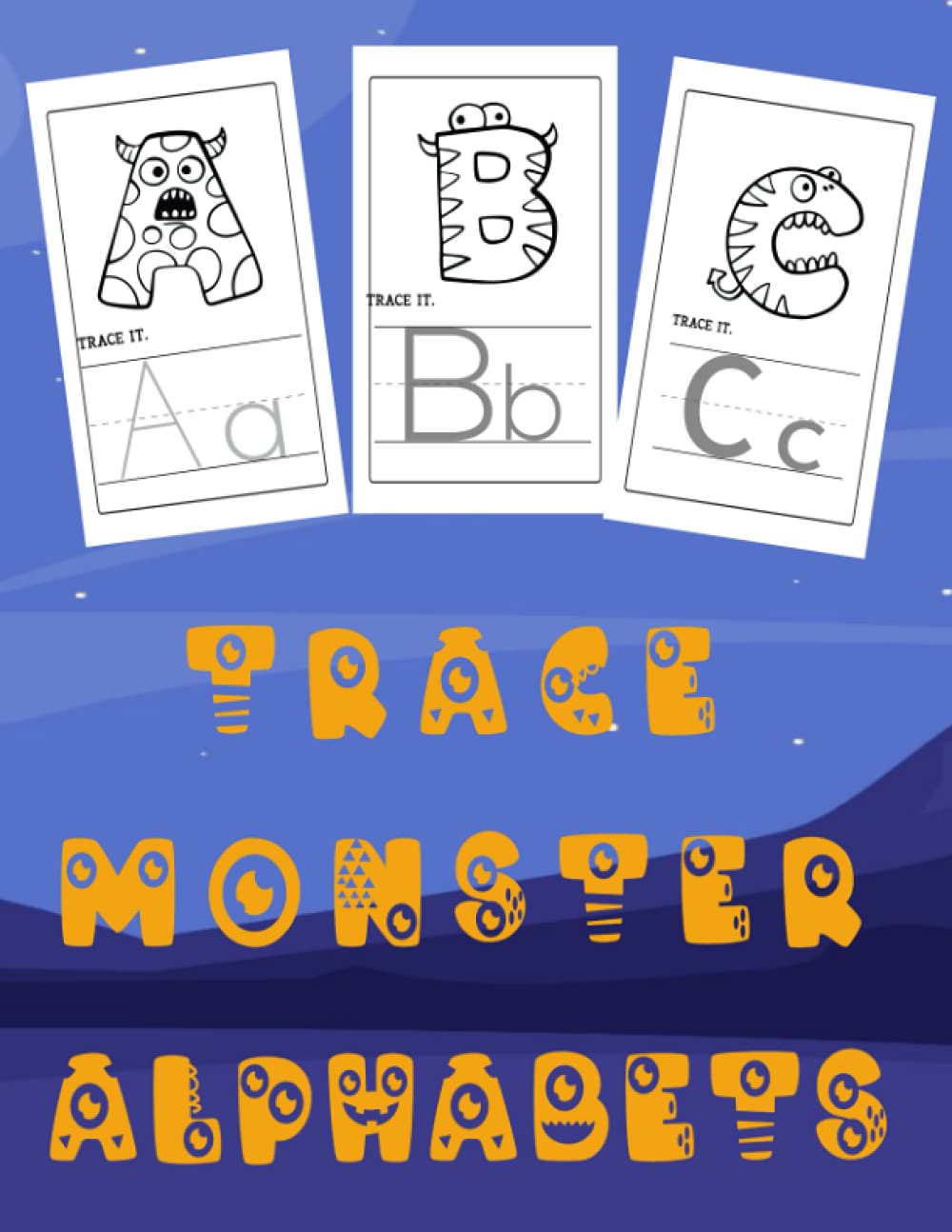 Trace Monster Alphabet's- Coloring Writing Book Gift-Uppercase Letters ...