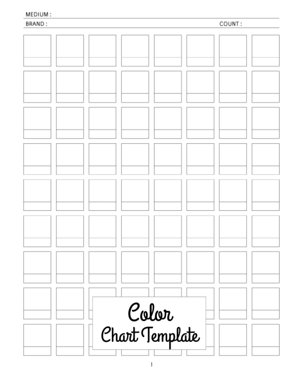 Color Chart Template: 72 Swatches per Page for Record 3600 Different ...