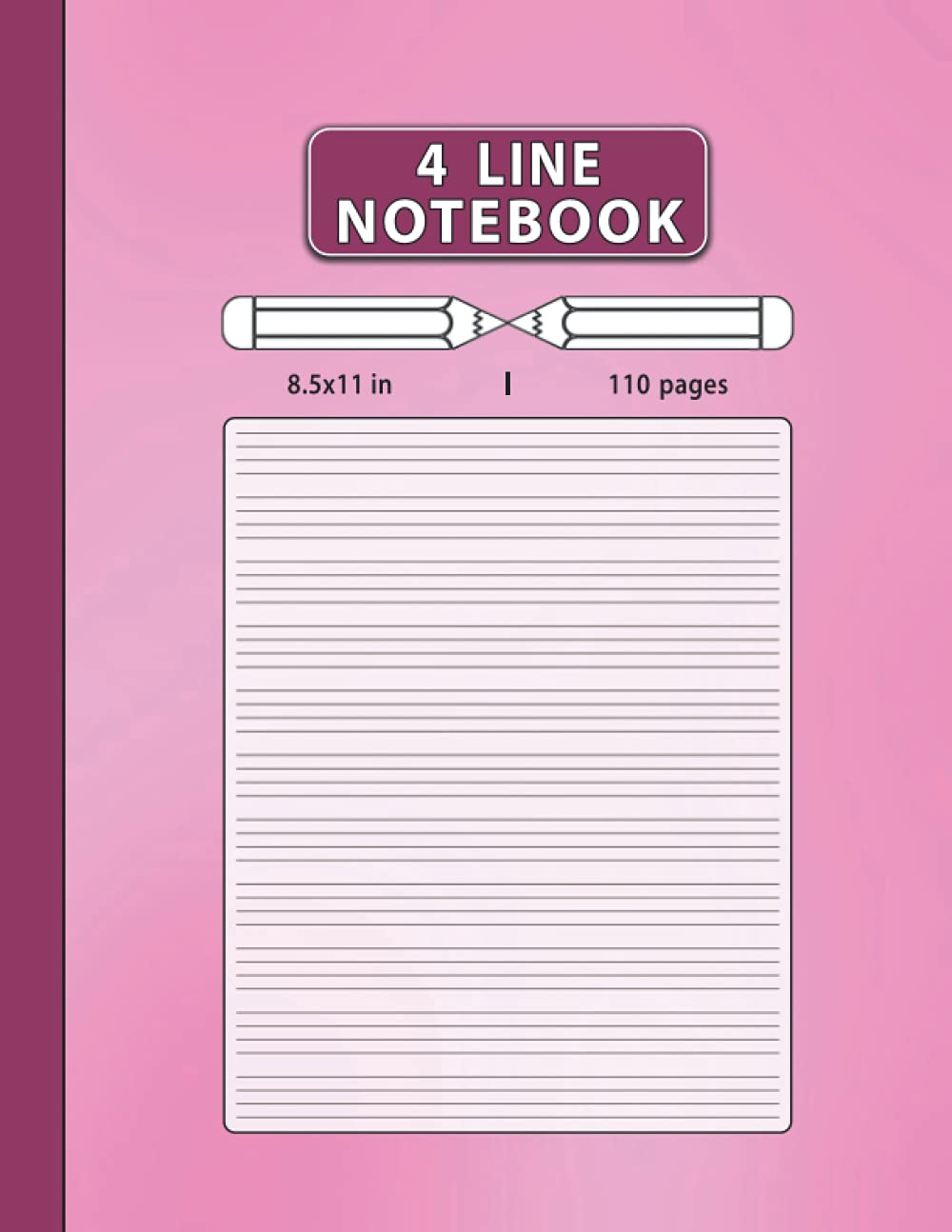 4 Line Notebook: Pink pastel cover | Four Line Notebook for kids ...