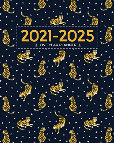 2021-2025 Five Year Planner | Cute Tigers on Navy: Monthly Planners ...