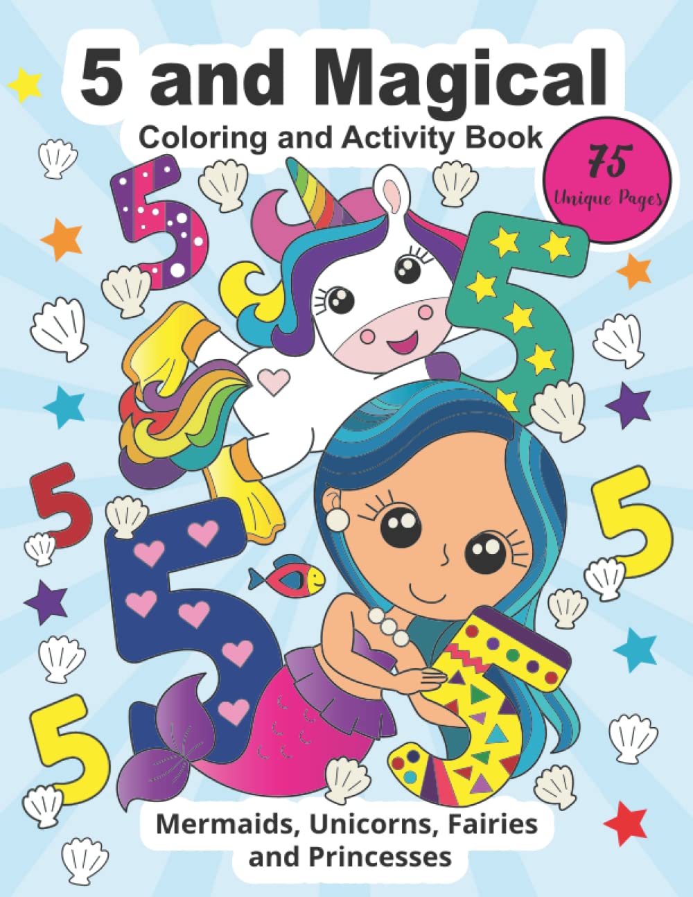 5 and Magical Coloring and Activity Book: Birthday coloring and ...