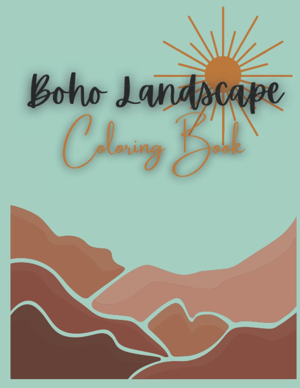 Boho Landscape Coloring Book: Minimalist Coloring Book for Adults ...