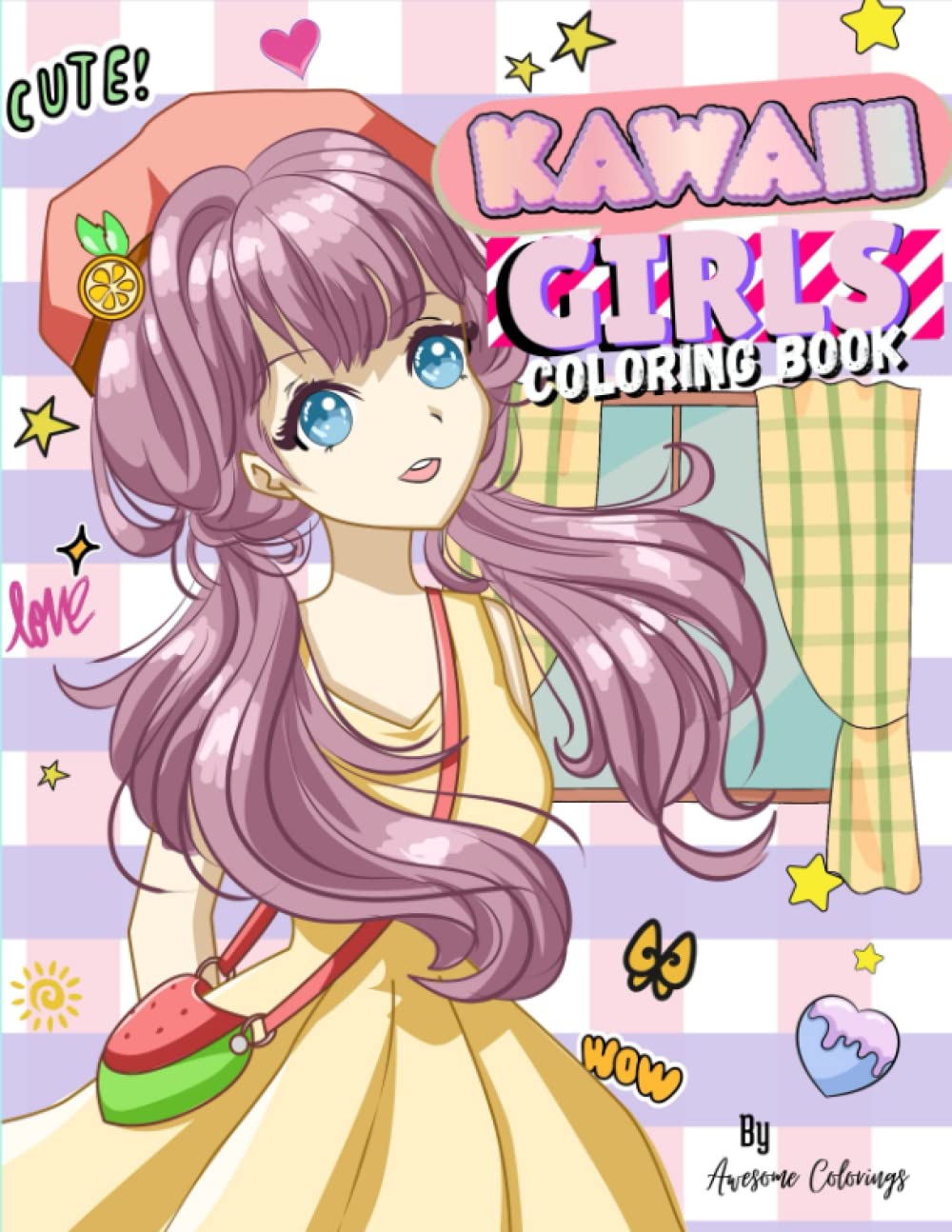 Kawaii Girls Coloring Book: Cute Anime Girls Coloring Book for Adults ...