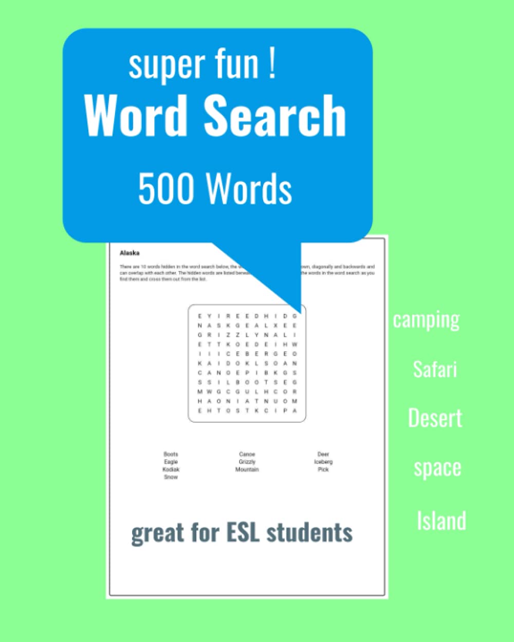 Word Search: ESL Learning for kids or adults quick game puzzle book by ...