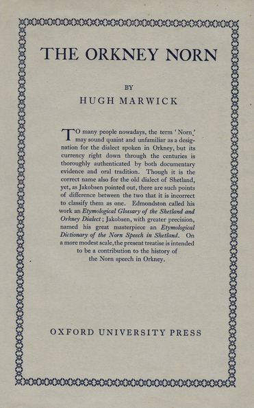 The Orkney Norn: A Dictionary, History and Etymology of the Orcadian ...