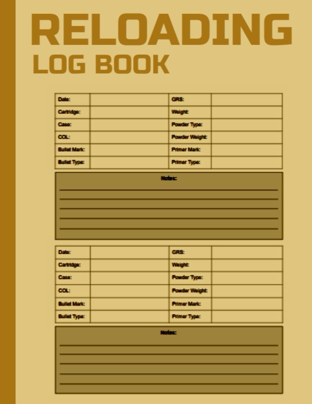 Reloading Log Book Reloading Data Log Ammo Reloading Log Book Reloaders Log Book For