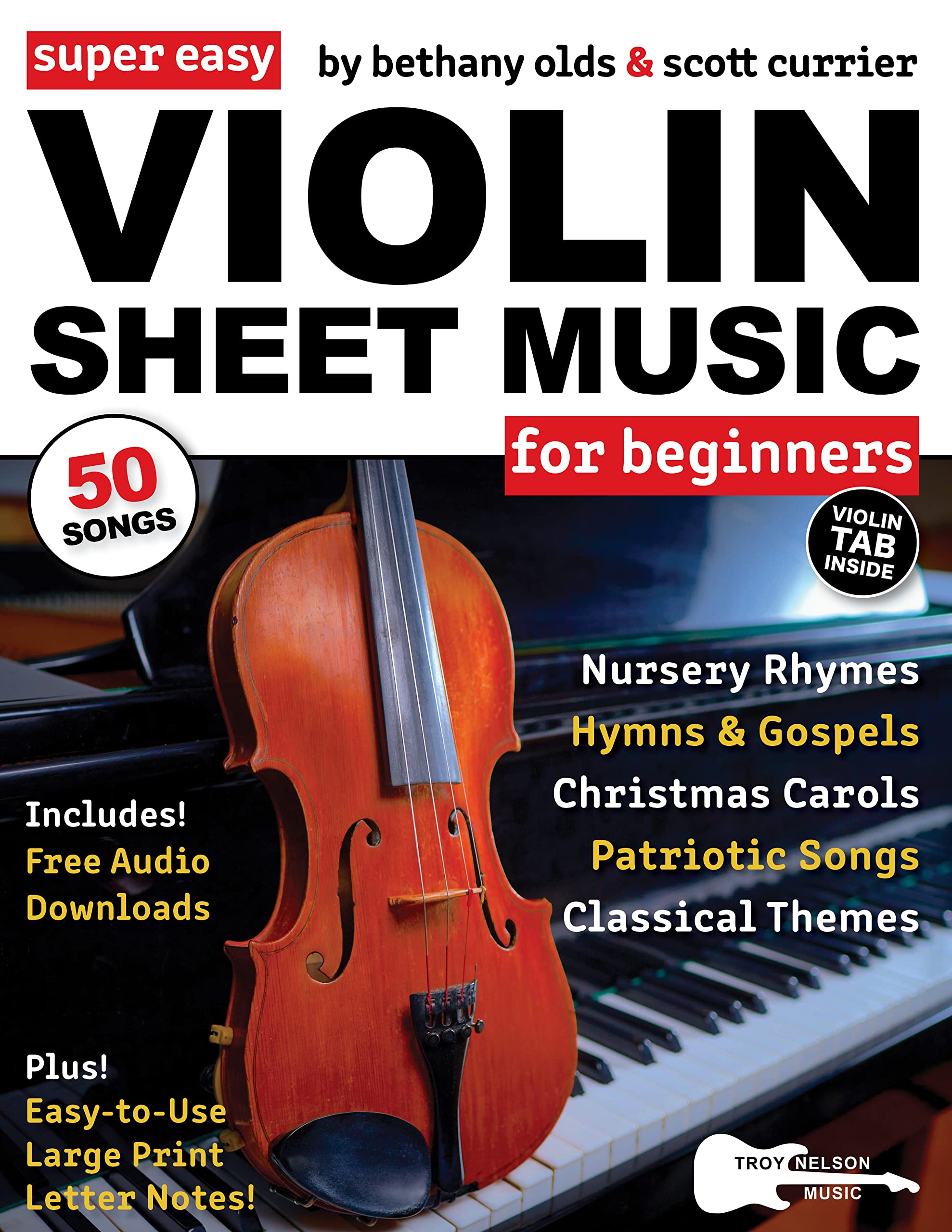 Super Easy Violin Sheet Music for Beginners: 50 Songs in X-Large Notes ...