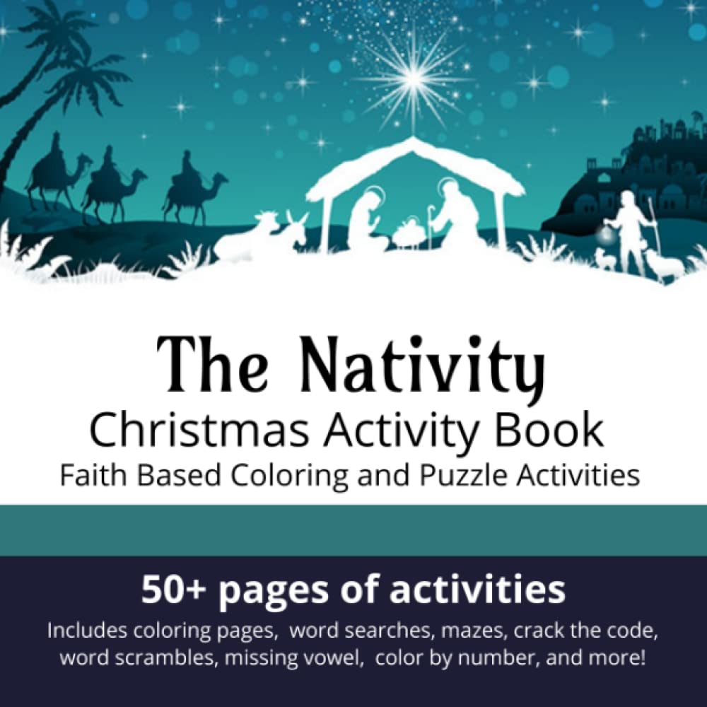Nativity Christmas Activity Book: Puzzle Activities and Coloring Pages ...