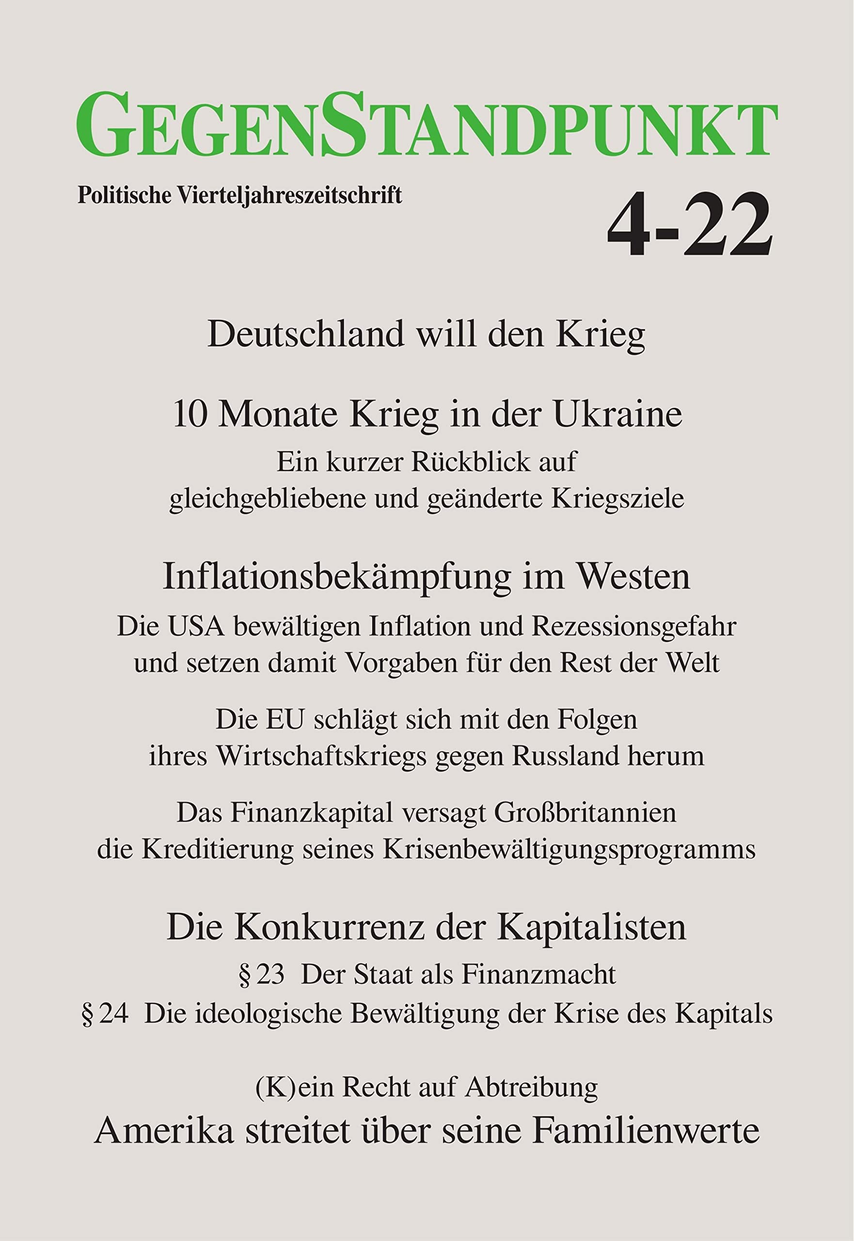 GegenStandpunkt 4-22. Politische Vierteljahreszeitschrift by ...