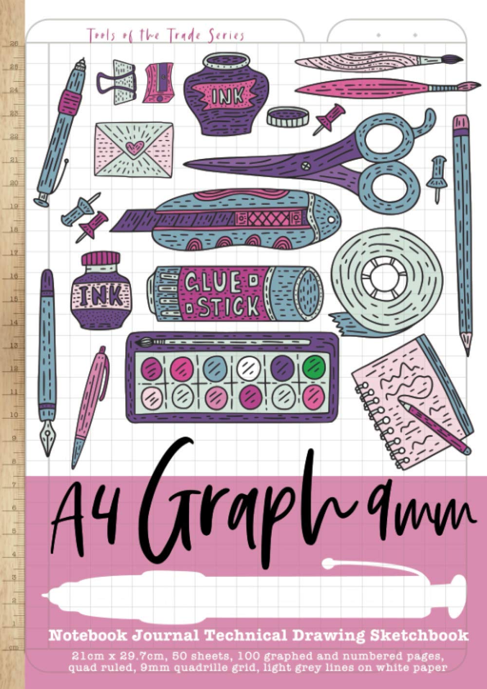 9mm Graph Paper Quad Ruled A4 Notebook Journal/ Technical Drawing ...