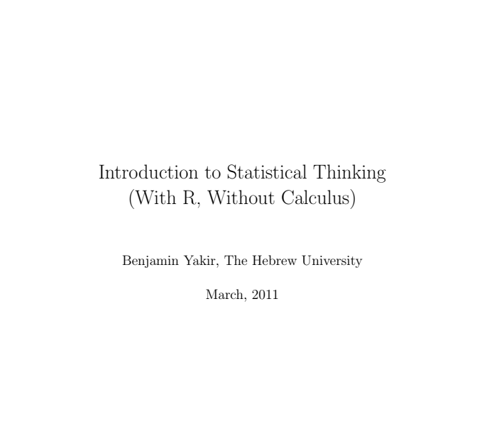 Introduction to Statistical Thinking by Benjamin Yakir | Goodreads