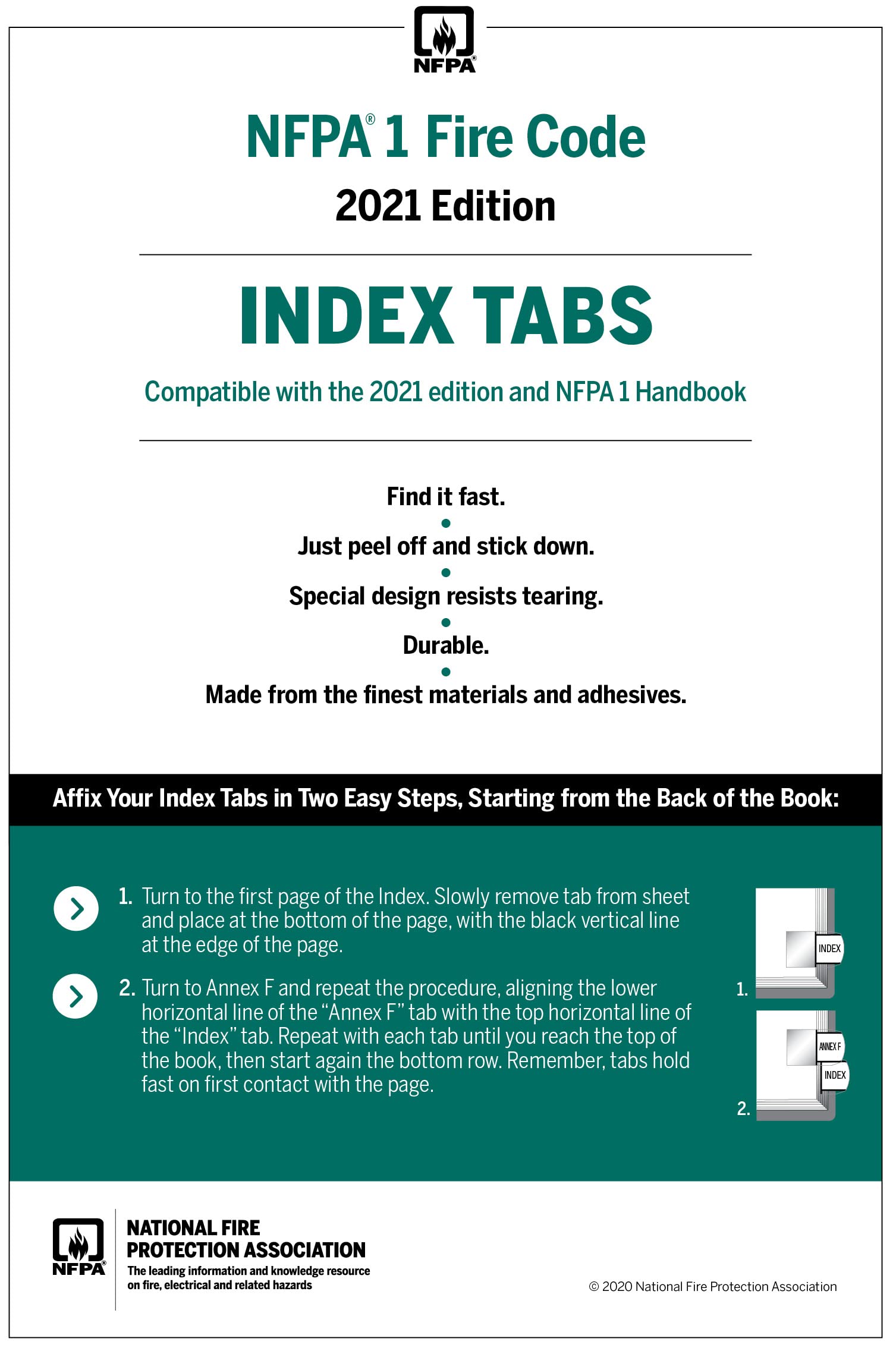 NFPA 1 Fire Code Self Adhesive Index Tabs By National Fire Protection