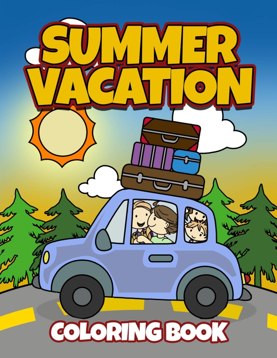 Summer Vacation Coloring Book: Fun Family Road Trip Coloring Pages ...