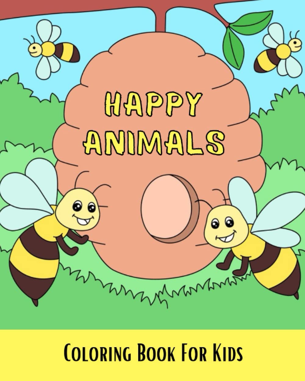 Happy Animals Coloring Book: Fun and Easy Animals Coloring Pages of ...