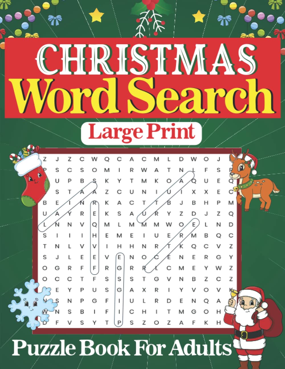 Large Print Christmas Word Search Puzzle Book For Adults: 500+ Fun ...