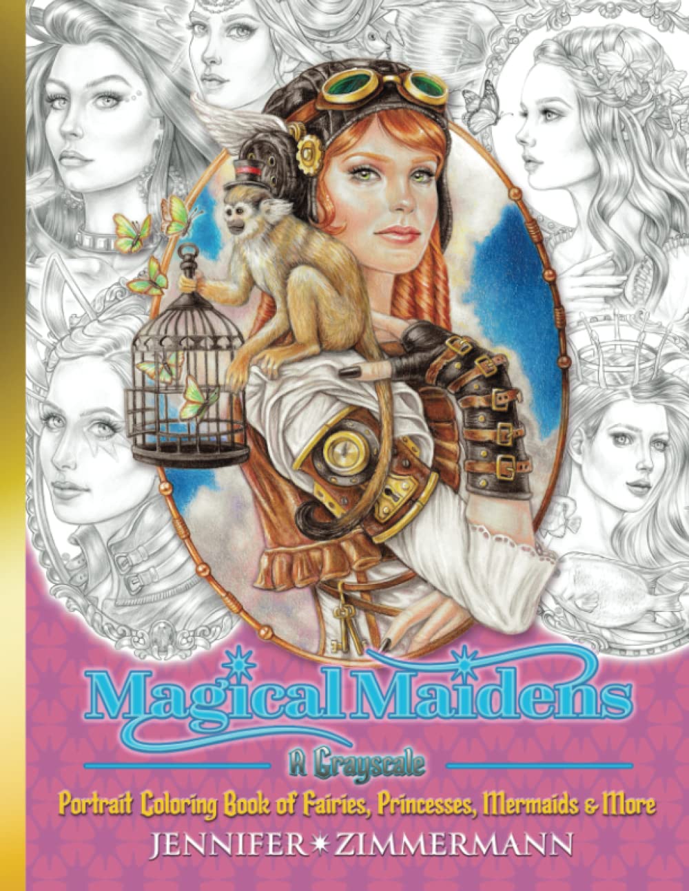 Magical Maidens: A Grayscale Portrait Coloring Book of Fairies ...