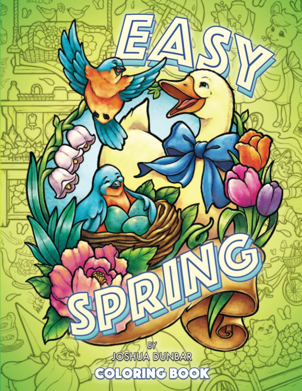 Easy Spring Coloring Book: 50 Large Print Designs to Celebrate Spring ...