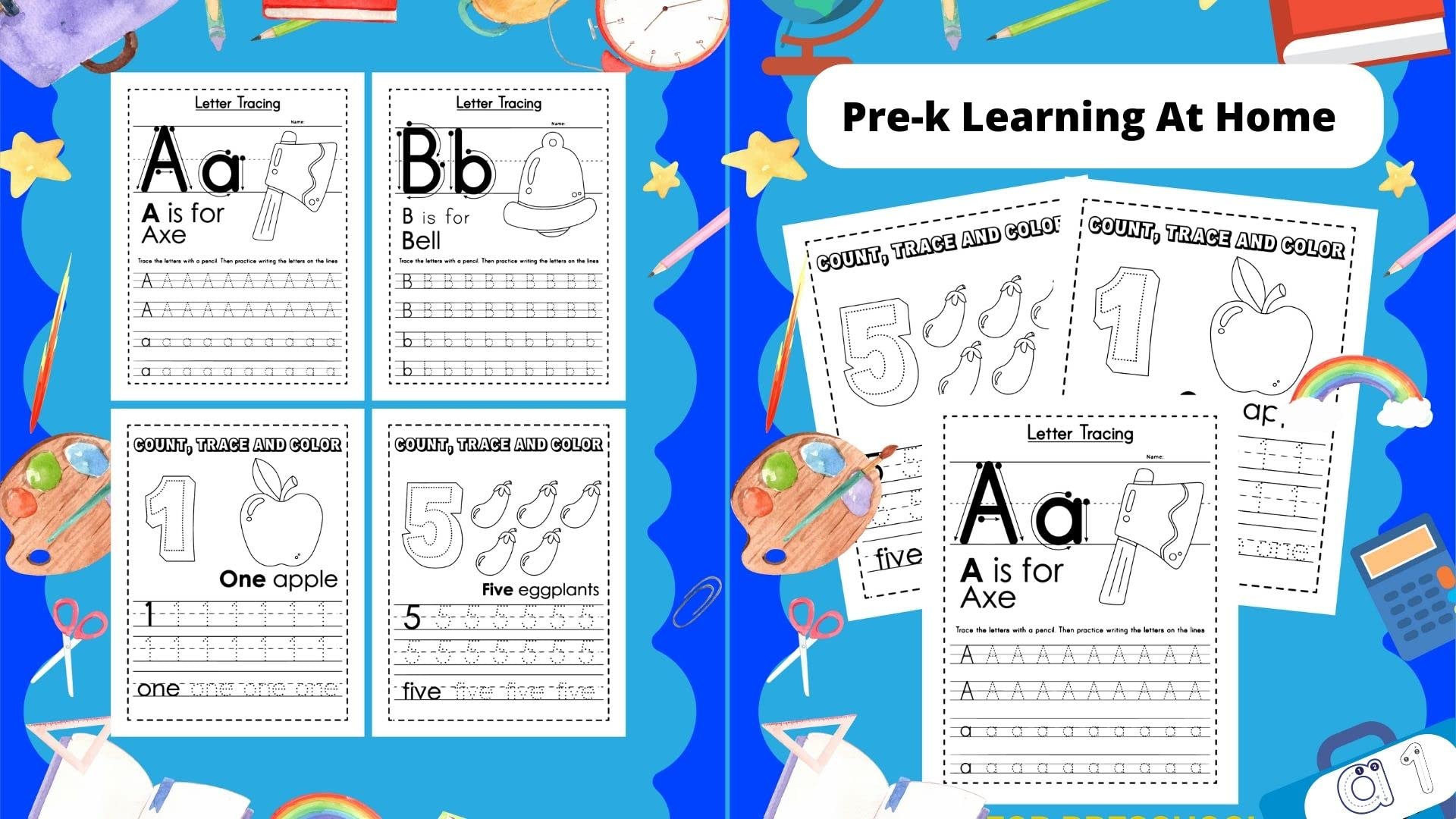 Pre k Learning At Home: Traceable Letters And Numbers: Letter And ...