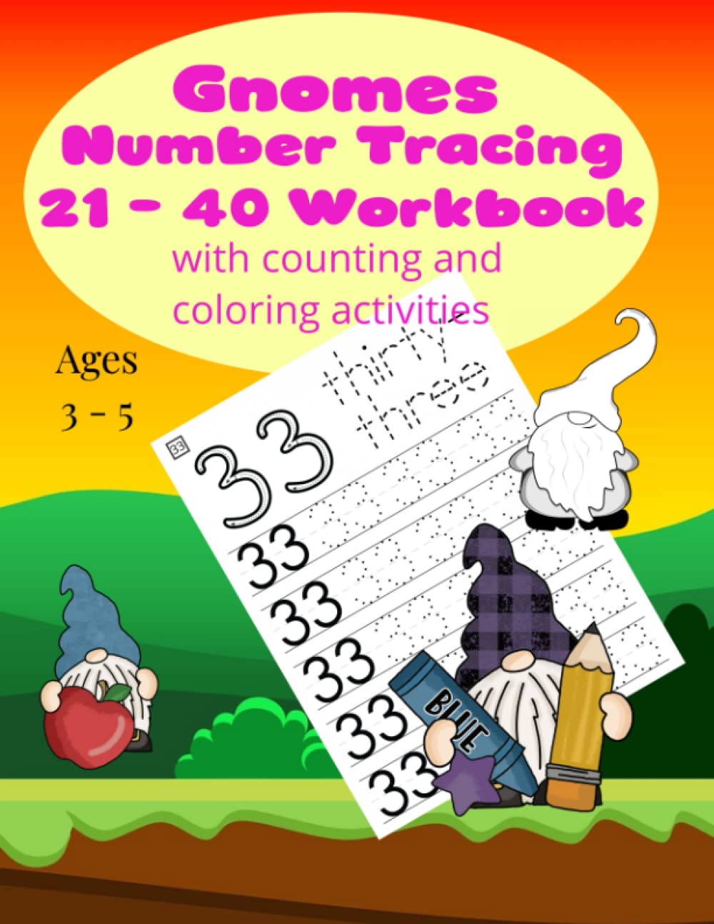 Gnomes Number Tracing 21 - 40 Workbook with counting and coloring ...