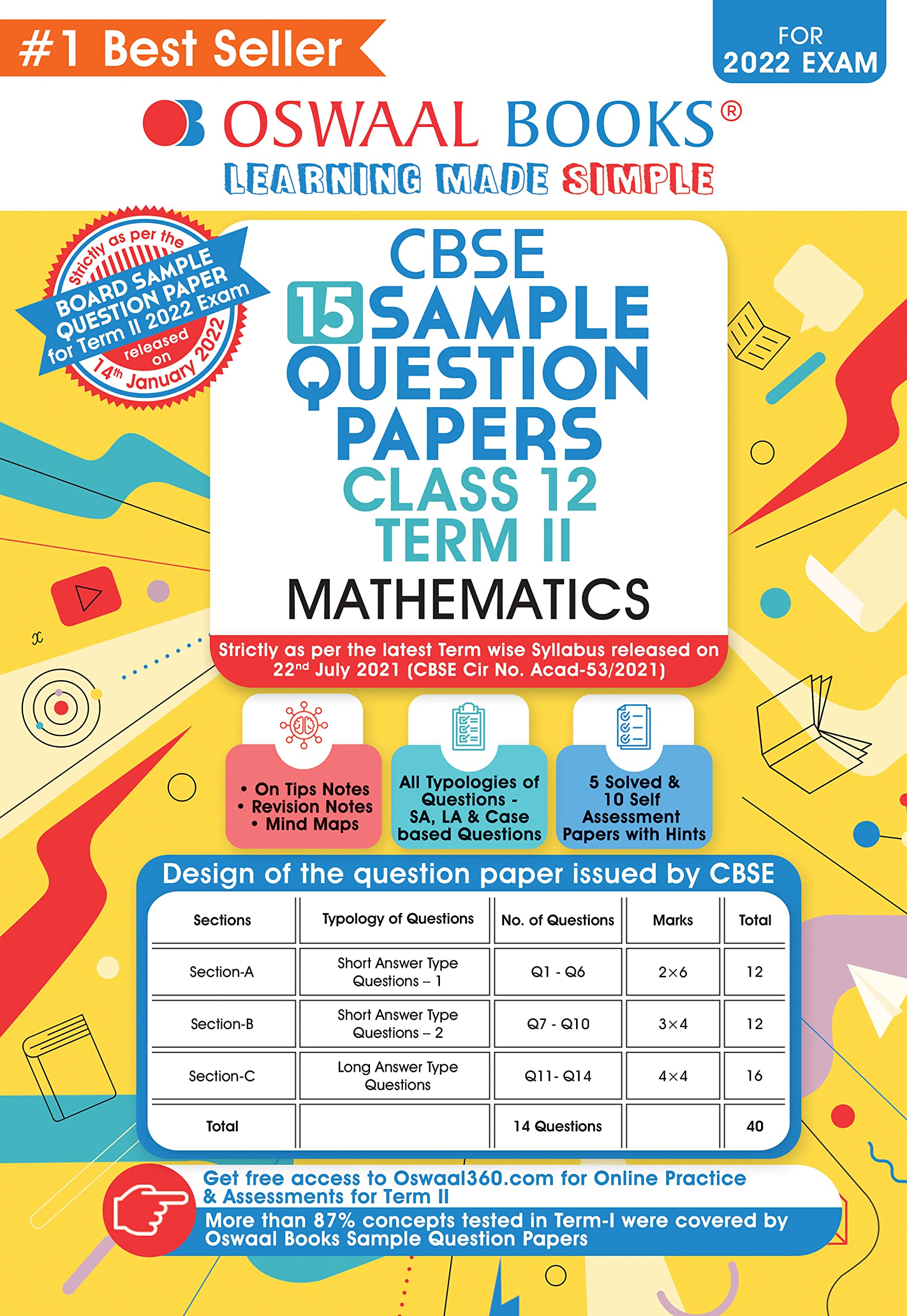 Oswaal CBSE Term 2 Mathematics Class 12 Sample Question Papers Book by ...