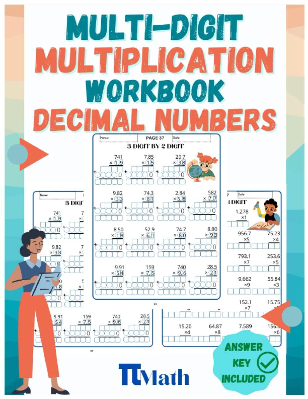 Multi Digit Multiplication Decimal Numbers Workbook with Grid Line 